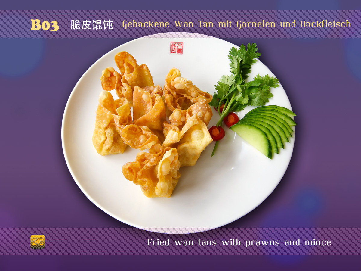 Gebackene Wan-Tan mit Garnelen und Schweinehackfleisch › Great-Wall ...